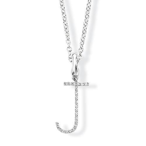 18ct white gold diamond initial J necklace - Wongs Jewellers Liverpool